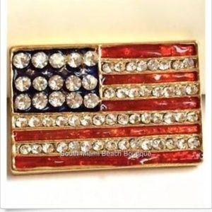 Boutique Collection | Jewelry | Gold American Flag Pin Brooch Crystal ...